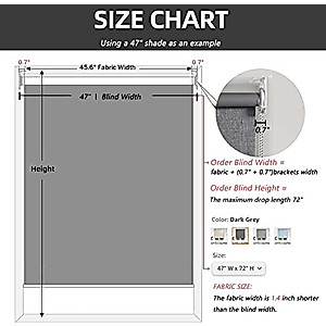 RED GRAPES 100% Blackout Roller Shades for Windows,UV Protection,Window Blind with Thermal Insulated,Roll up and Down Blinds,Window Shades for Home Office,Easy to Install(Dark Grey, 35'')