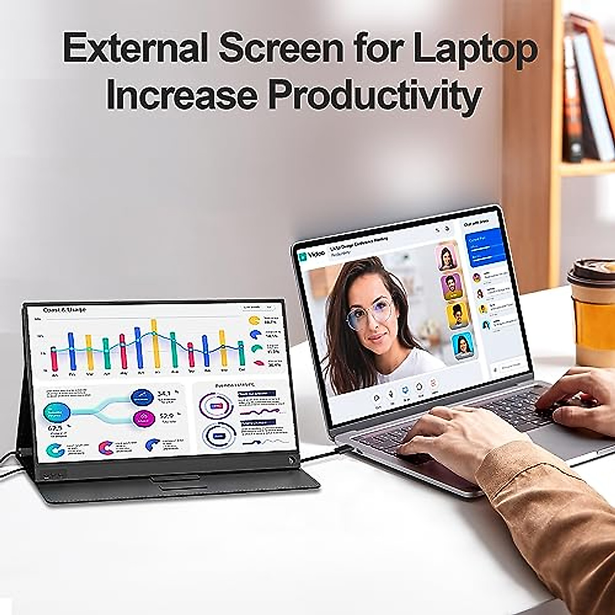Lasitu Portable Monitor 15.6 Inch Full HD 1080P Portable Screen IPS HDR USB C Laptop Monitor HDMI Gaming Monitor Second Monitor for Laptop PC Phone Xbox PS4/5 Switch with Smart Cover