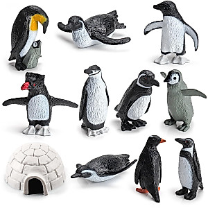 Morofme Arctic Penguin Figurines Toy Playset Mini Penguin Toy Set Realistic Penguin Cake Topper Small Penguin Action Figures Polar Animal Educational Toys Christmas Party Supplies Gift for Kids