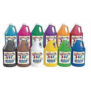 Colorations Washable Tempera Paint, Classroom Art Supplies, School Paints, Gallon Size, 12 Colors, Non Toxic, Bright Bold Color, Kids Paint, Craft, Hobby, Fun, Crafting Supply, Paint Set