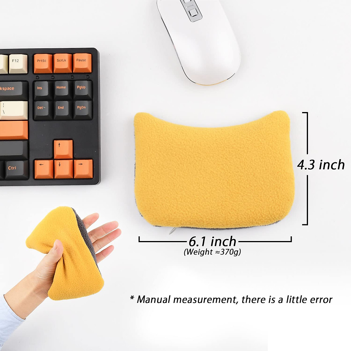 Large Mouse Wrist Rest Bean Bag, Ergonomic Mouse Support Pad Filled Ergo Beads for Computer, Laptop, PC Gaming, Yellow