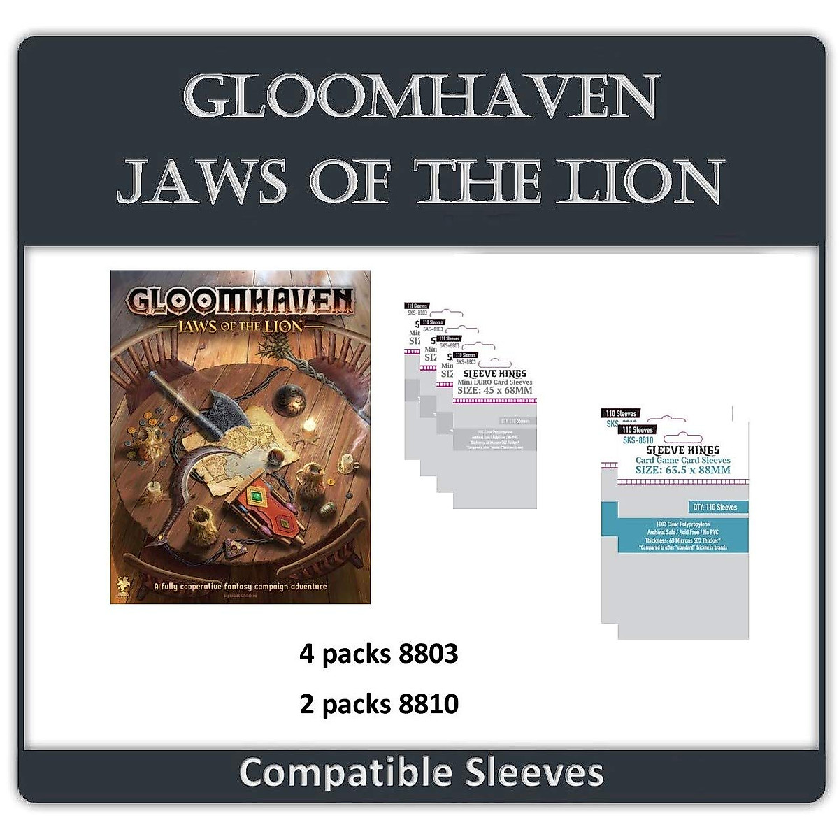 Gloomhaven: Jaws of The Lion Compatible Sleeve Bundle (8803 X 4 + 8810 X 2)