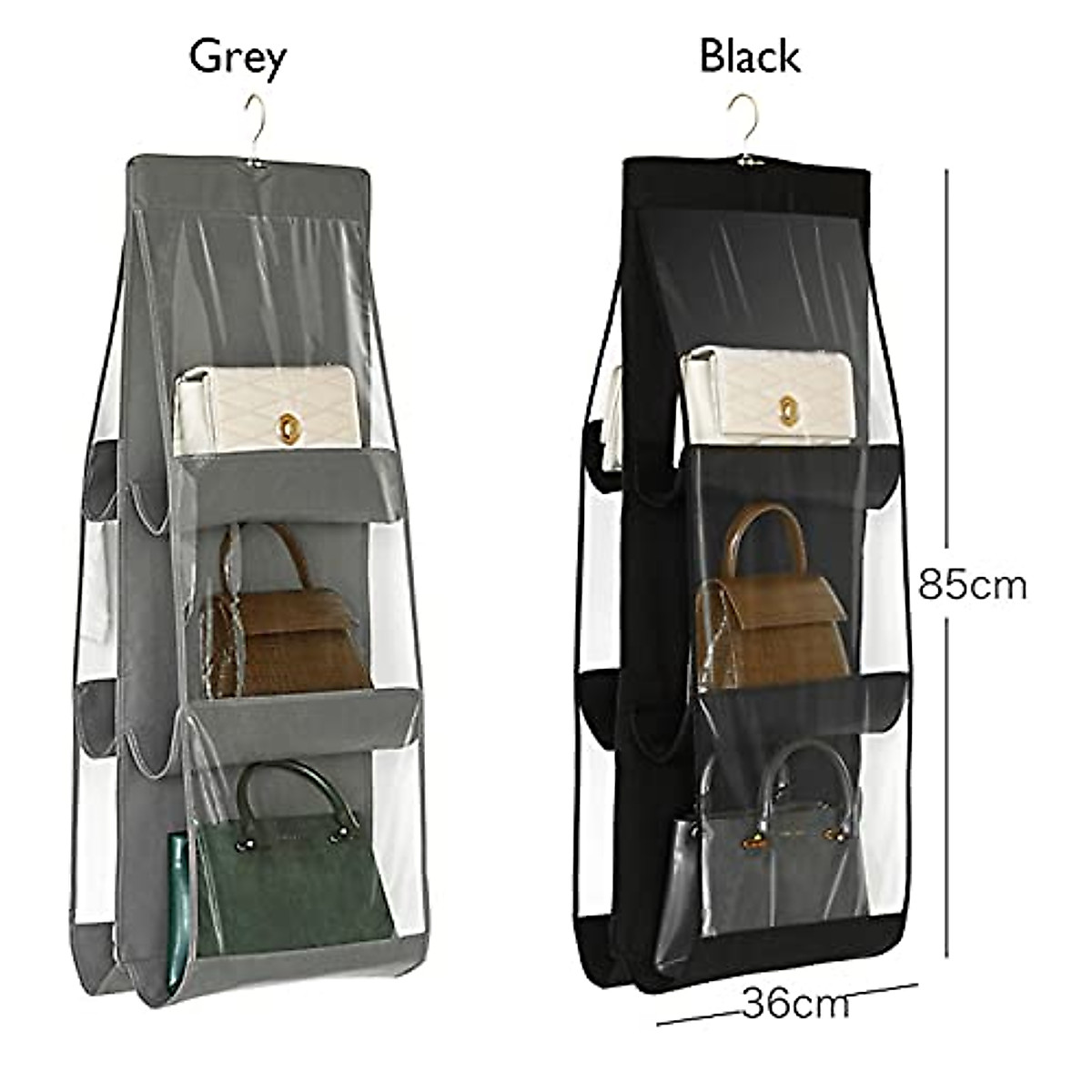 ST-BEST-P Handbag Storage Hanging Purse Organizer Bedroom Organization Dust-Proof Holder Bag for Wardrobe Closet (Grey-2Pack)