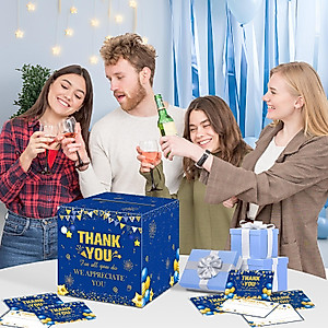51Pcs We Appreciate You Card Box Decorations Blue Gold Thank You Party Favor Card Box with 50Pcs Thank You For All You Do Cards for Employee Staff Teacher Doctor Graduation Appreciation Party Supplies