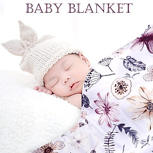 Jundetye Baby Car Seat Cover, Peekaboo Opening Winter Car Seat Canopy for Baby Girls Boys, Mom Nursing Breastfeeding Covers, Blanket for Infant, Purple Watercolor Flower