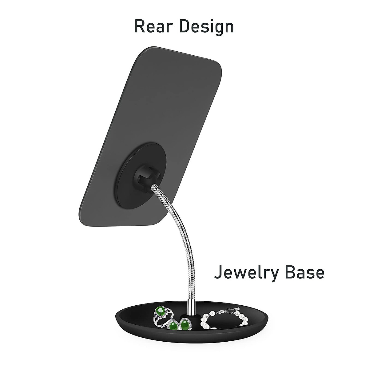 LFOYOU Table Vanity Mirror with Stand - Makeup Mirror for Desk - Adjustable Flexible Gooseneck, 360°Rotation Folding Portable Bathroom Shaving Cosmetic Mirror Square