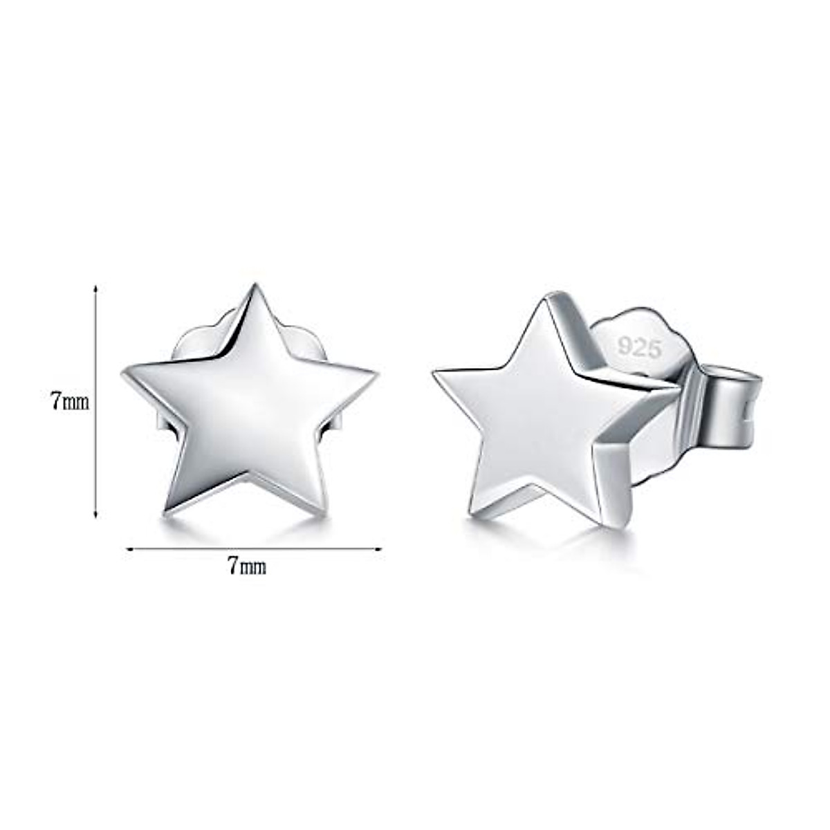 925 Sterling Silver Stud Earrings, BoRuo Star Stud Earrings