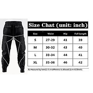 Nutriangee Men's Punk Rock Street Harem Pants, Reflective Technical Hip Hop Jogger Sport Pants Red Large
