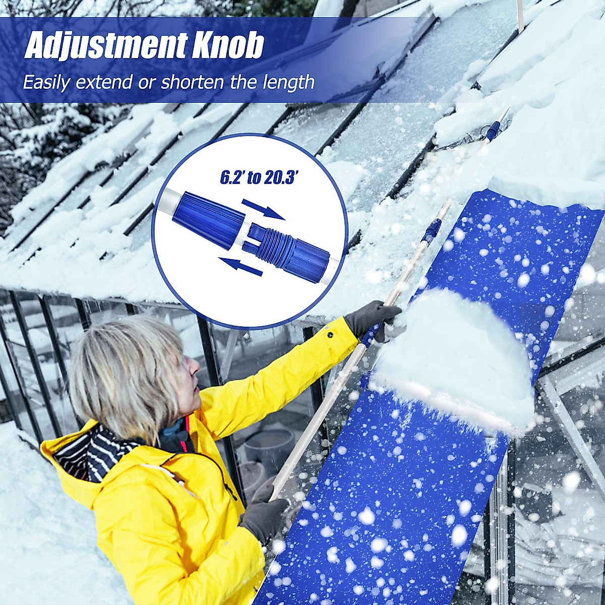 Goplus Roof Snow Removal Rake Tool 20.3FT w/ Telescoping Handle for Removing Snow, Wet Leaves and Branches