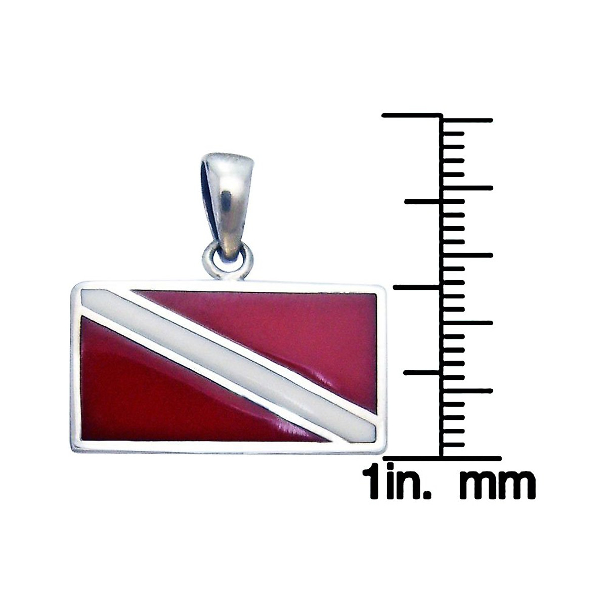 Jewelry Trends Sterling Silver Scuba Diver Down Flag Red Enameled Pendant