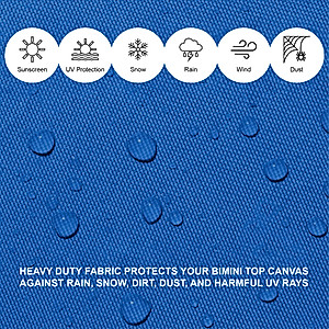 SavvyCraft 4 Bow Bimini Top Replacement Cover 10 Feet Long, Durable Marine Grade Canvas Sun Shade Boat Canopy, Easy Install Zipper Sleeves, 4 Bow 120 inches Long, 97-103 inches Wide, Blue Color