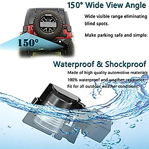 EWAY Safety License Plate Backup Reverse Camera for Jeep Wrangler JK JKU 2007-2018 Rear View Cameras Waterproof Easy Mount W/ Parking Line Removable