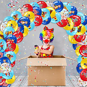 Suilung 60 Pack Carnival Theme Party Balloons Decorations,12 Inch Circus Animal Latex Confetti Balloons for Carnival Birthday Party Clown Party Showman Party Baby Shower Supplies