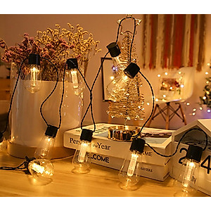 Edearkar LED Outdoor Camping Light Bulb 8.2 Feet 10 Lights Warm White Battery Powered Retro Bulb Light String Christmas Courtyard Holiday Decoration Lights, Pack of 1