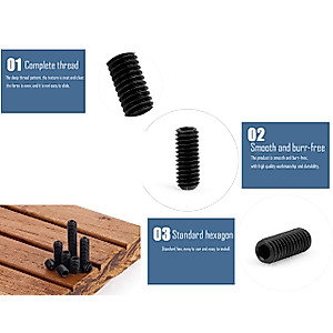 LBY 720pcs M2 M2.5 M3 M4 M5 M6 Internal Hex Drive Cup-Point Set Screws,Socket Head Cap Screws Grub Screws Assortment Kit 12 Sizes,Carbon Steel Black