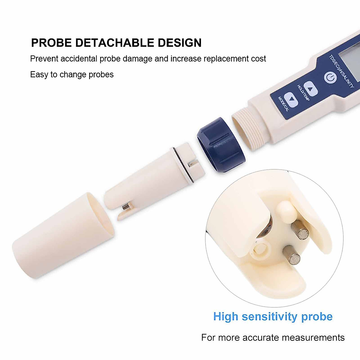 TDS Meter Digital Water Quality Tester, 5in1 Multifunctional PH/Salinity/Tem/TDS/EC Meter 0.01 Resolution High Accuracy Digital Water Tester for Household Drinking, Pool and Aquarium