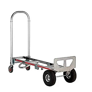 Magliner GMK81UA4 Gemini Sr Convertible Hand Truck, Pneumatic Wheels, 500 lbs Load Capacity, 61" Height, 55-3/4" Length x 21" Width , Silver