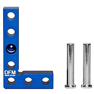 DFM Tool Works Small Square and Center Finder - Made in USA Versatile Woodworking Tool with 11/32" Center Marking Hole for Larger Pencils, Carpenter Tool for Accurate Line Transfers (Blue)