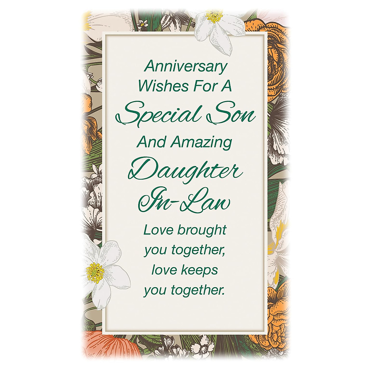 Chuck's Card-O-Rama Son Anniversary Card and Daughter-in-Law - Envelope Included - 5" x 7.75" - Packaged in Extra Sturdy Mailer - 96049