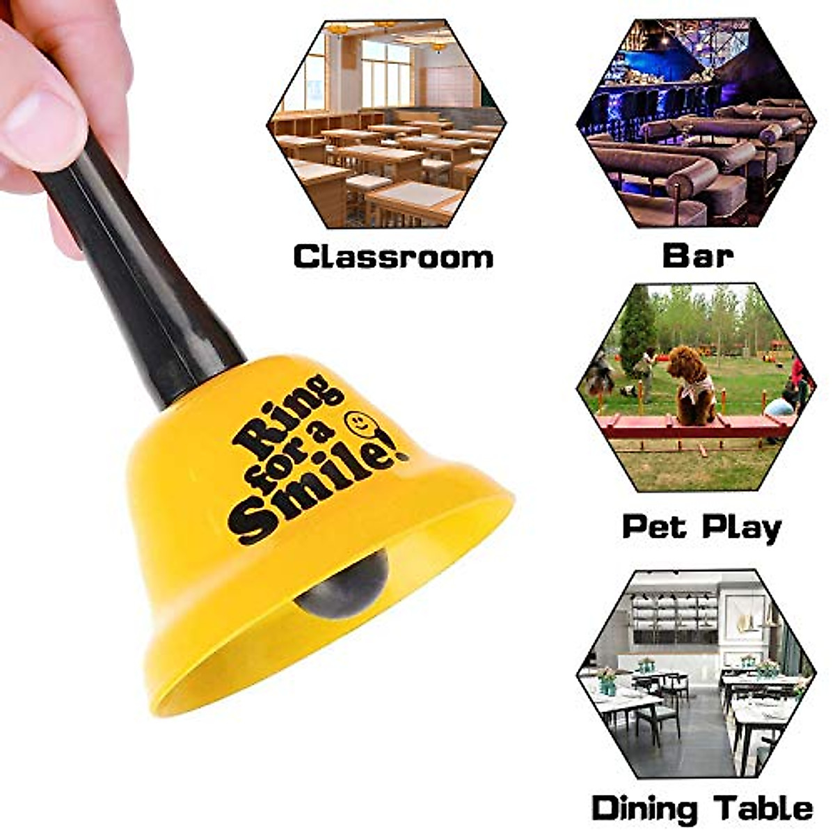 VABNEER Hand Bell Metal Tea Bell Service Bell Gold Hand Bell School Small Hand Bell for Adults (Yellow)