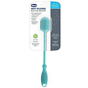 Chicco Silicone Bottle Brush 9.5" Long, BPA-Free, Comfort Grip Handle, Dishwasher & Sterilizer Safe - Teal