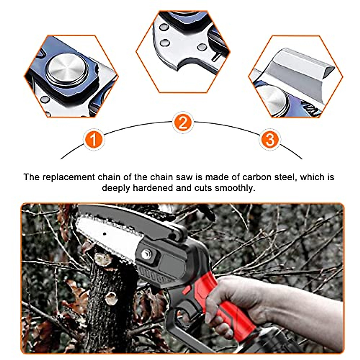 Mini Chainsaw Blade Chain Replacement: 6 Pack Saw Chain 4-Inch 1/4" Protable Handheld Chain Saw Replacement Guide Saw Chain For Wood Branch Cutting