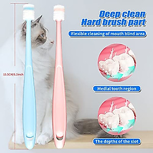 2 Pack Cat & Dog Toothbrush,360 Degree silicone pet Toothbrush,Cat Dental Care,Deep Clean,Independent Packaging,Bad Breath Tartar Teeth Care Dog Cat Cleaning Mouth pet cleaning covers (Blue&Pink)