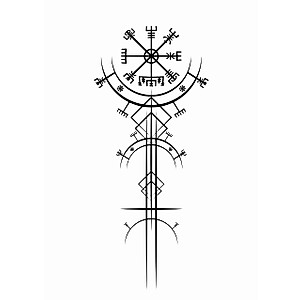 Dopetattoo 6 Sheets Temporary Tattoos for Women Adults Ancient Viking Art Deco Vegvisir Navigation Compass Temporary tattoo for Men for Woman Neck