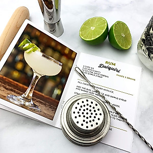 Premium Cocktail Shaker Kit Bar Gift Set with Mason Jar, Jigger, Spoon, Wooden Muddler, Recipe Book