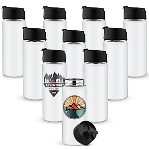 Mimorou 10 Pack Sublimation Blank Water Bottle Bulk 18 oz Stainless Steel Double Wall Sport Bottles Sublimation DIY Bottles for Gym, Hiking, Camping, Sports Outdoor Hot or Cold Drinks