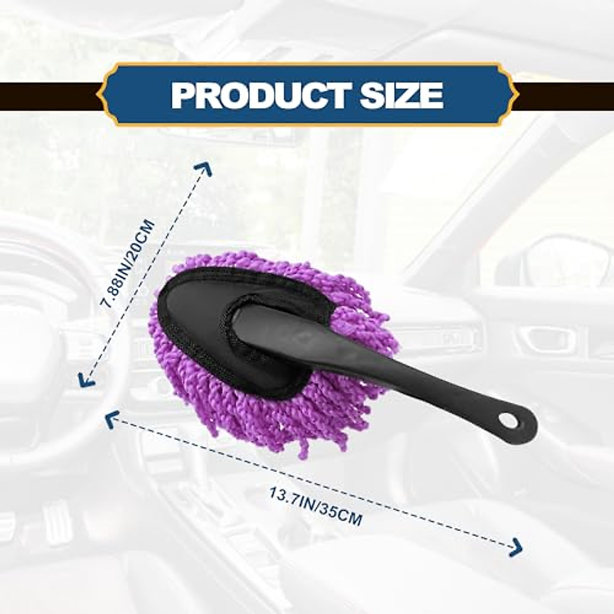 2 PCS Microfiber Car Duster Brush, Soft Scratch Free Dashboard Cleaning Brush, Car Removable Wax Brush, Universal Car Inside Outside Detail Brush, Car Vents Computer Home Cleaning Tool (Purple)