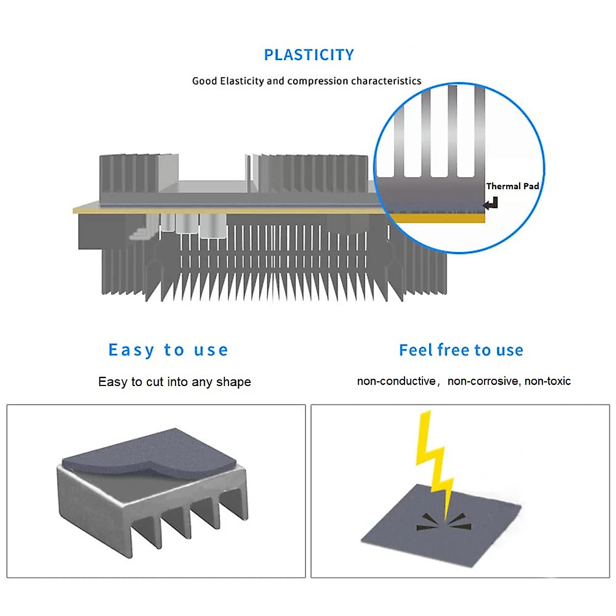 GowizDream Thermal Pad 15.8W/mK 100x50x1.5mm,Non-Conductive High-Temperature Resistance Silicone ThermalPad,High Thermal Conductivity Gap Filler for Laptop,Heatsink,Air Conditioner,GPU,LED & PS4
