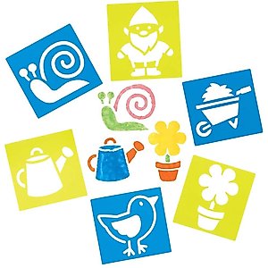 Baker Ross FE517 Garden Craft Stencils - Pack of 8, Plastic Stencils for Children, Art Set for Kids to Create and Design Themed Books, Cards and Pictures