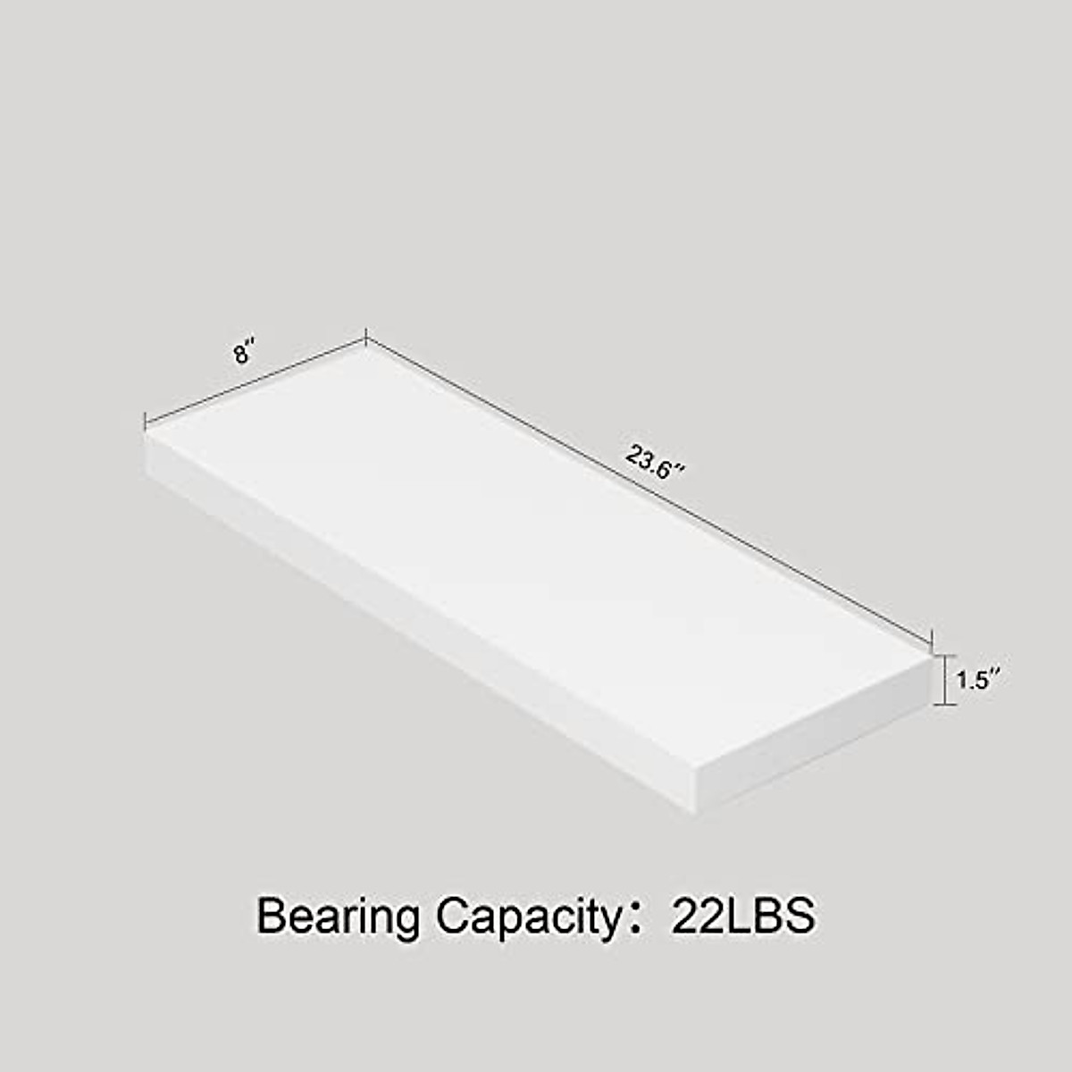 DongRong White Floating Shelves Large Wall Mounted Decor Display Shelf Set of 2 for Bedroom, Bathroom, Living Room, Kitchen