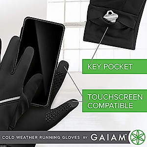 Gaiam Running Gloves Womens Cold Weather Touchscreen Compatible - Warm Winter Running Gear for Women - Walking, Running, Hiking, Biking/Cycling, Workout, Exercise/Fitness (S/M)