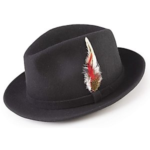 MONTIQUE Trendy Long Lasting 2 ¼ Brim Wool Felt Dress Hat for Men H-62 (X-Large, Black)
