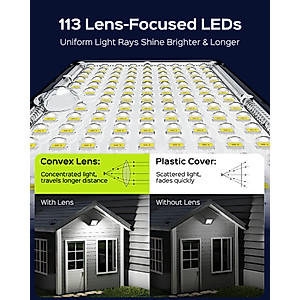 JACKYLED Solar Lights Outdoor with Motion Sensor, 113LED Cool White Solar Flood Lights, Waterproof Dusk to Dawn Solar Powered Security Spot Lights for Porch Patio Yard Garage, 1 Pack