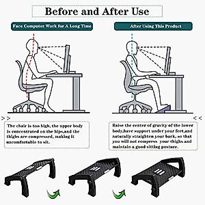 Foot Rest for Under Desk at Work - Up and Down Adjustable Foot Rest with Massage Texture and Roller, Ergonomic Foot Rest with 6 Height Position, for Home, Office, School, Comes with a Massage Roller