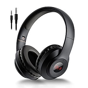 X5 Wireless FM Radio Headphones with Bluetooth, Built in Microphone, Rechargeable and Portable Radio Headset, Over Ear Headphone with Soft Ear Muffs, Stereo Sound, for Jogging, Cycling, Mowing