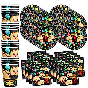 Taco Twosday 2nd Birthday Party Supplies Set Plates Napkins Cups Tableware Kit for 16