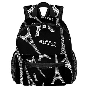 Daypack Bookbags Small Travel Bag for Boys Girls Casual Backpack, Paris Eiffel Tower Pattern