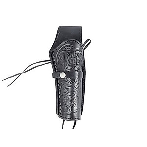 Hand-Tooled Leather Holster, 6, Black, Right Hand