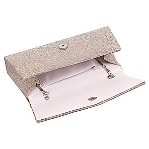 Naimo Flap Dazzling Clutch Bag Evening Bag With Detachable Chain (Champagne)