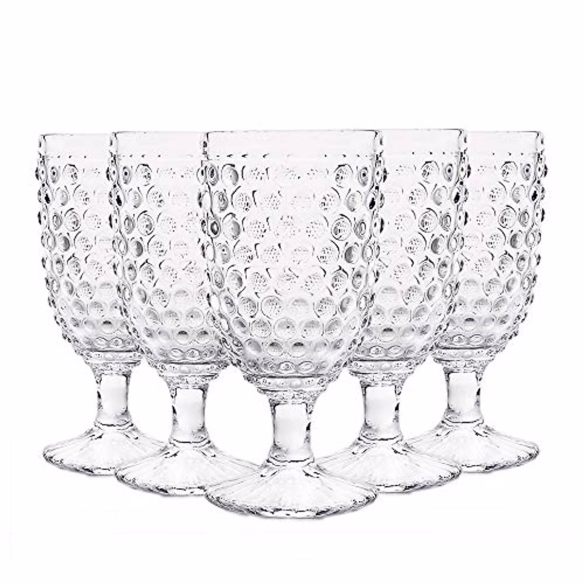 G Hobnail Iced Tea Beverage Goblets 13 oz. set of 6 Premiun Glass Set for Wine Soda Juice Water Perfect for Dinner Parties Bars Restaurants Everyday use (Clear, Goblet)