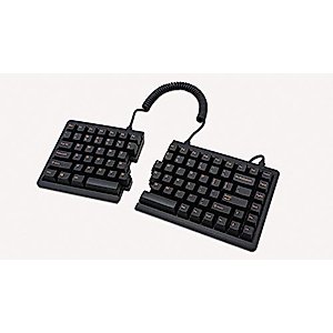 Mistel BAROCCO MD770 TKL Split Mechanical Keyboard with Cherry MX Blue Switch, Ergonomic Keyboard with Orange Letter PBT Double Shot Keycaps for Windows and Mac, Programmable Macro Support, ANSI/US