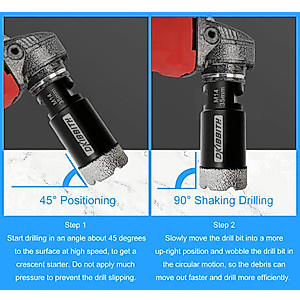 Dry Diamond Core Drill Bits 1-3/8 Inch (35mm) Tile Hole Saws for Porcelain Ceramic Tile Marble Brick Hole Saw with 5/8-11 Thread Plus 3/8 Inch Hex Shank Adapter
