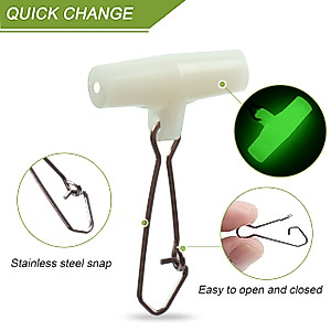 Fishing Line Sinker Slide High-Strength Braid Line Sinker Slider with Duo-lock Snap Sinker Weight Connectors Fishing Tackle Box Kit (30pcs)