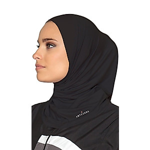 Artizara One Piece Stretch Sports Hijab, Athletic Hijab, Workout Hijab for Modest Islamic Hijabi Gym Workout - Black
