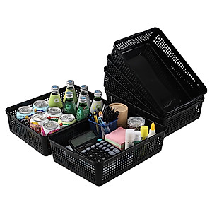 Hayixia 6-Pack Plastic Paper Storage Basket Tray, Organizer Basket Trays, Black
