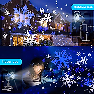 EAMBRITE Christmas Projector Lights LED White Blue Rotating Snowflake Projector Light for Birthday Wedding Theme Party Garden Home Winter Outdoor Indoor Decor